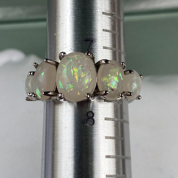 Unk | Jewelry | Five Lovely Faux Opals On Sterling Silver Setting Ring ...